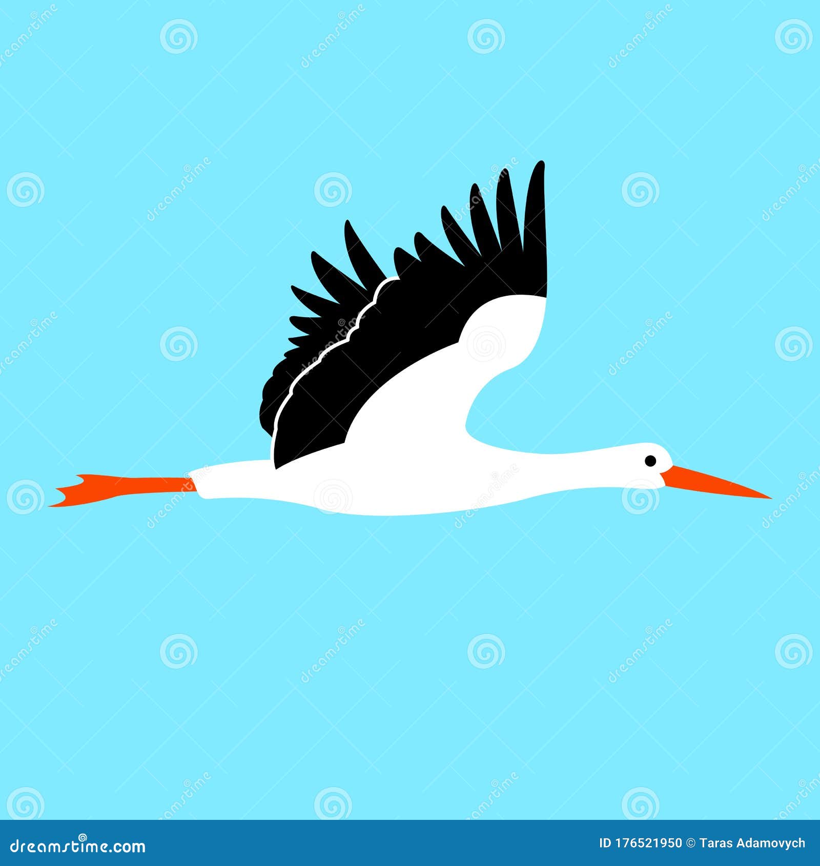 Stork Flying, Vector Illustration, Flat Style Stock Vector ...