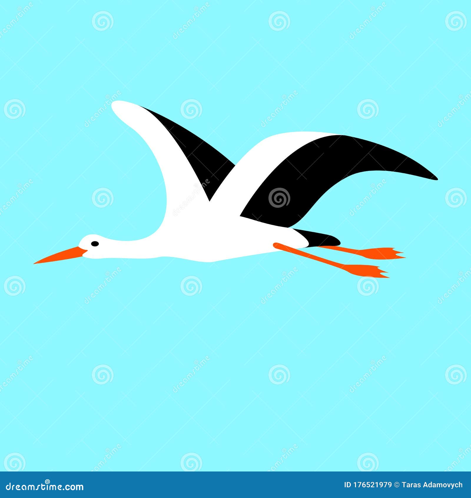 Stork Flying, Vector Illustration, Flat Style Stock Vector ...