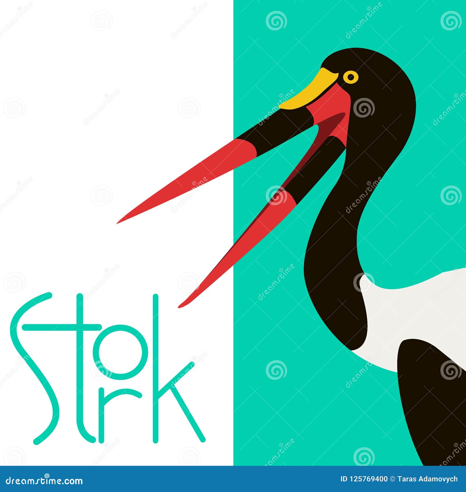 Stork Head Vector Illustration Flat Style Profile Stock Vector ...