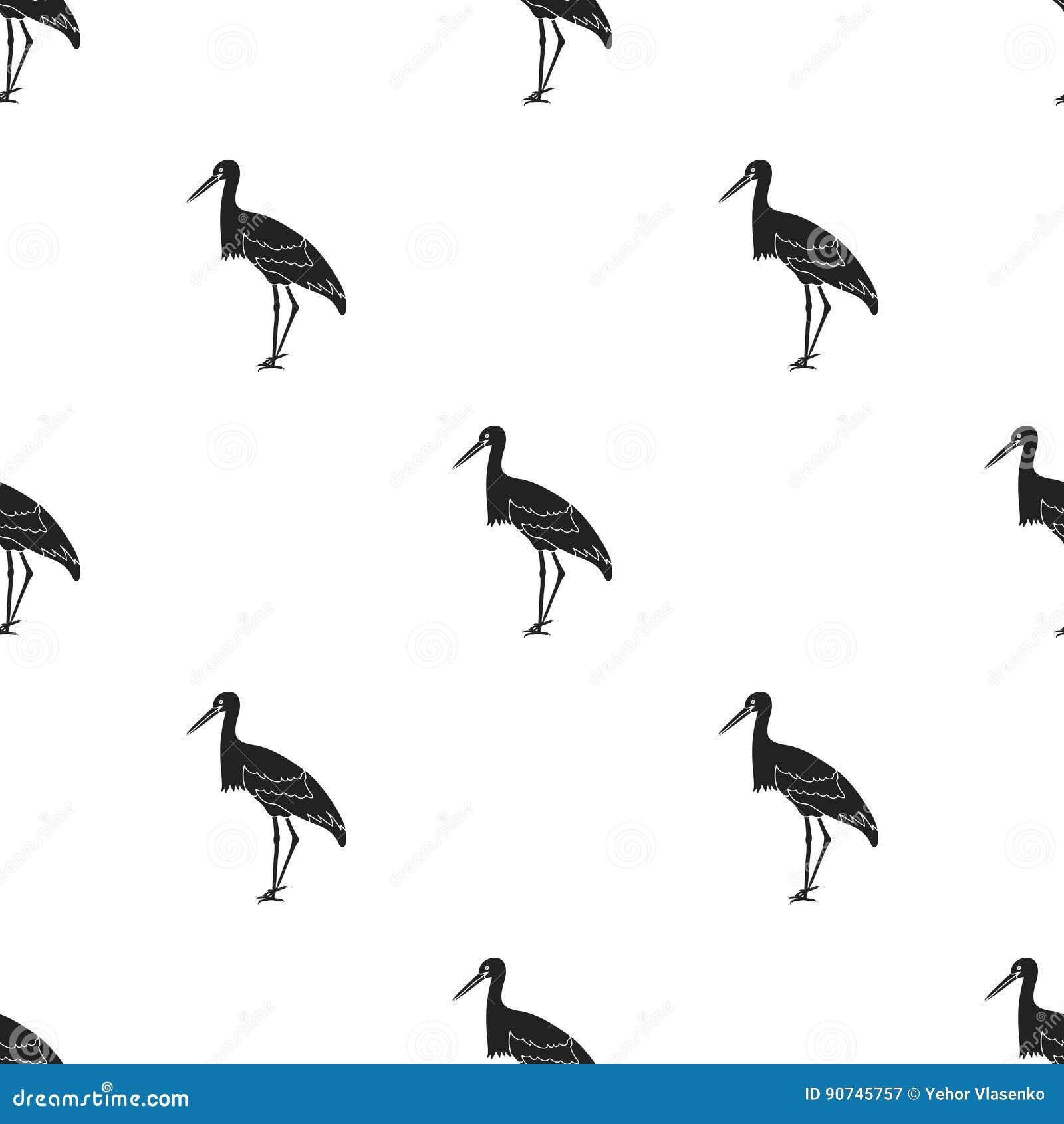 Stork Icon in Black Style Isolated on White Background. Bird Pattern ...