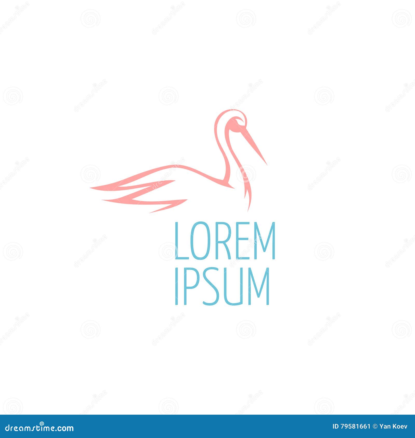 Stork Logo Design Template. Stock Vector - Illustration of cyan ...