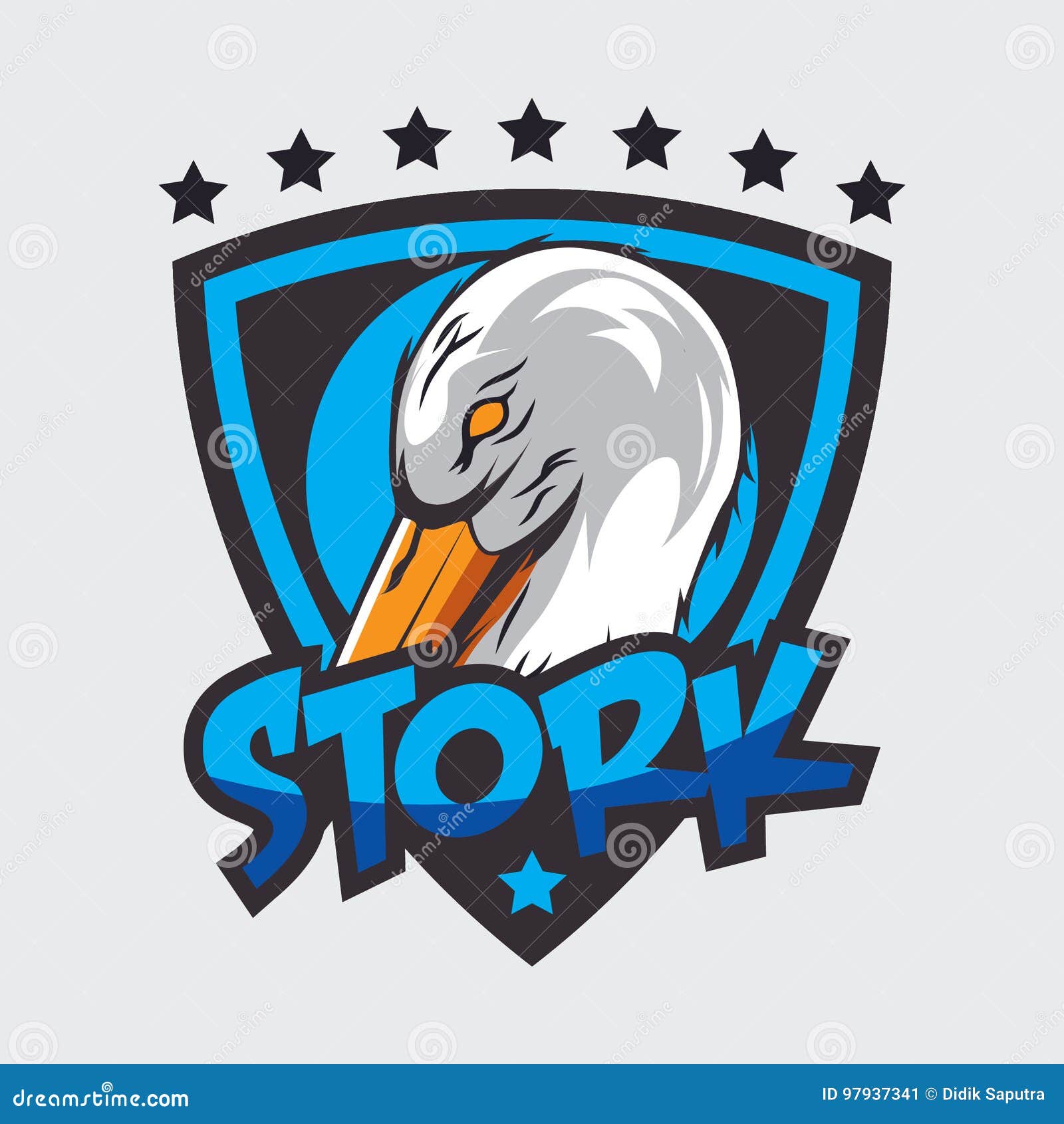 Stork logo stock vector. Illustration of logo, bird, blue - 97937341