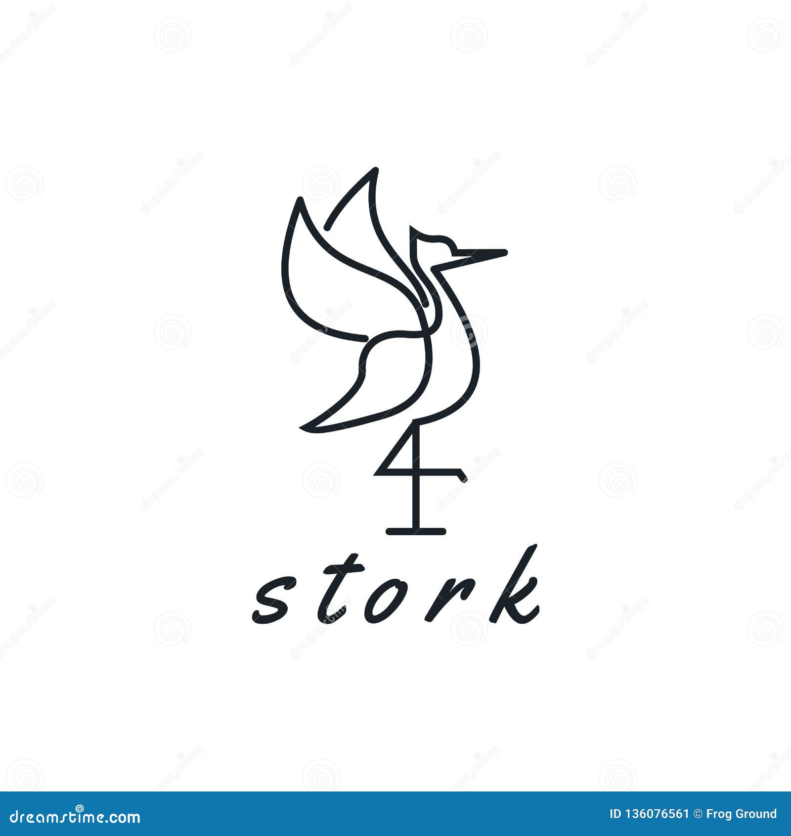 Stork Logo Line Art Monoline Outline Vector Illustration Stock Vector ...