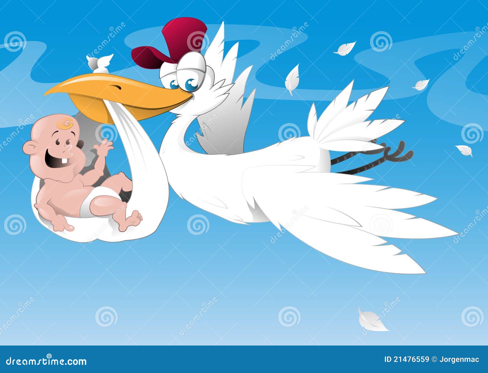 Stork and newborn baby stock vector. Illustration of childbirth - 21476559