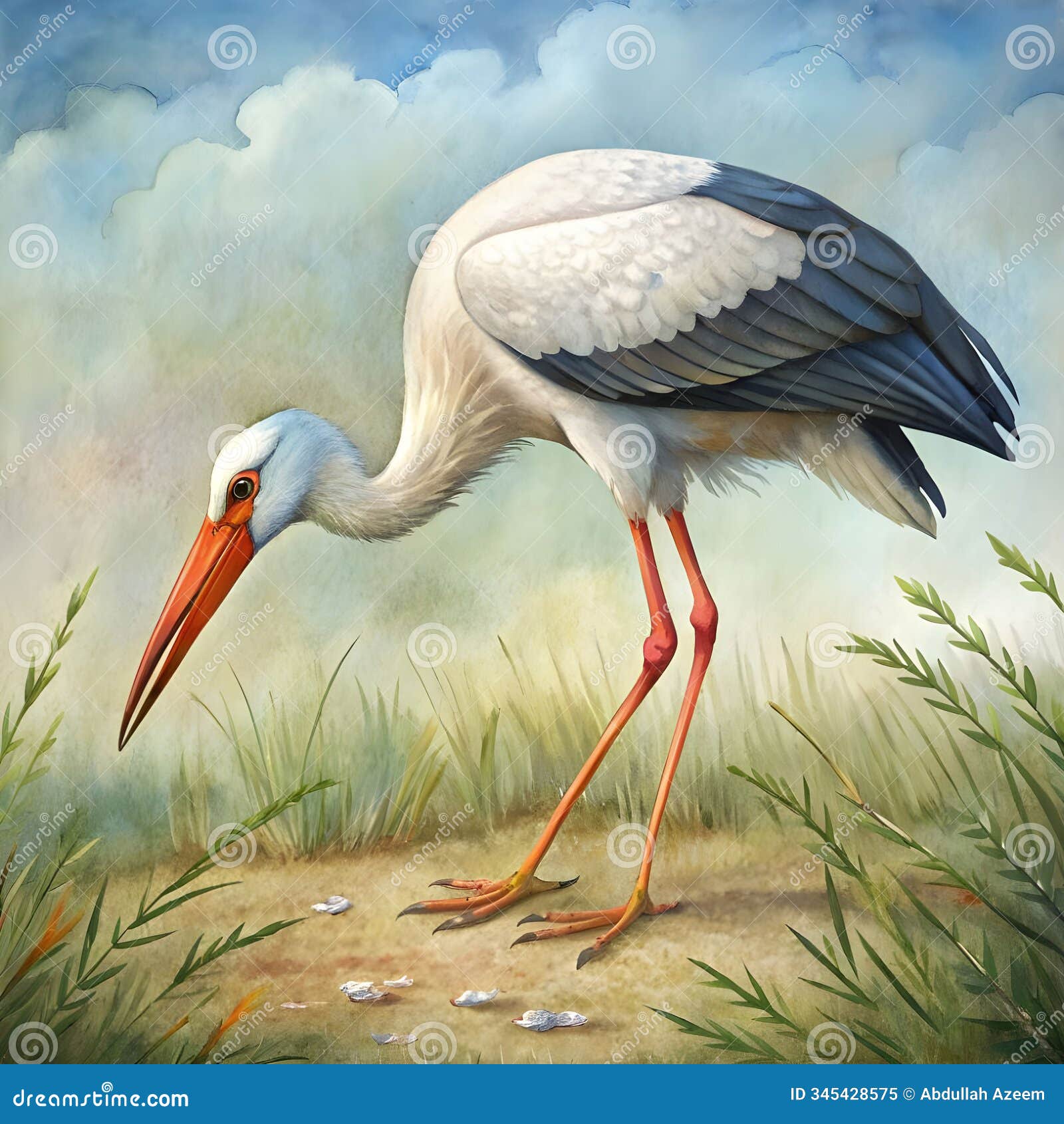 Stork pick stock illustration. Illustration of colours - 345428575