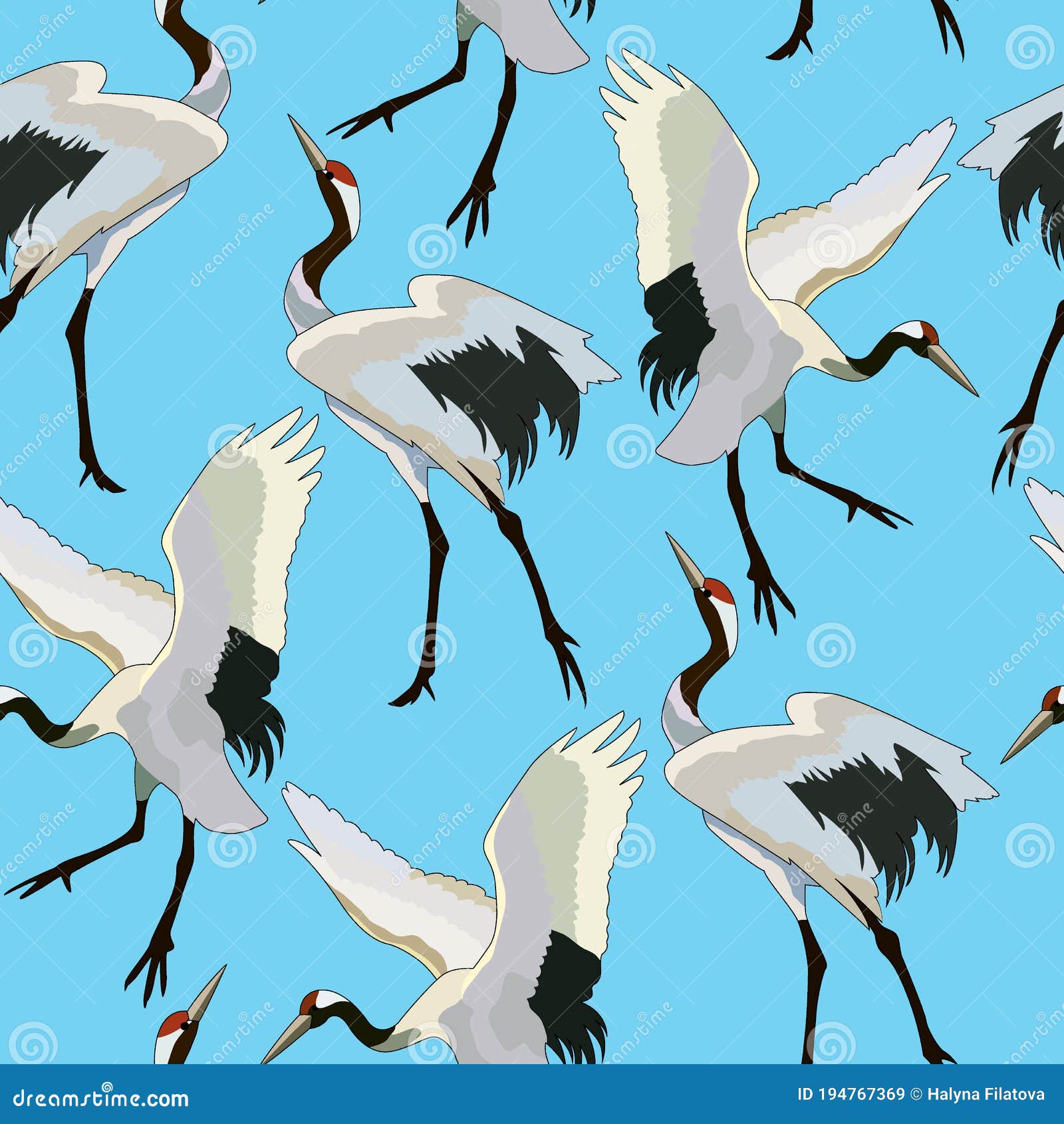 1399 Stork, Seamless Pattern with Storks, Ornament for Fabric and ...