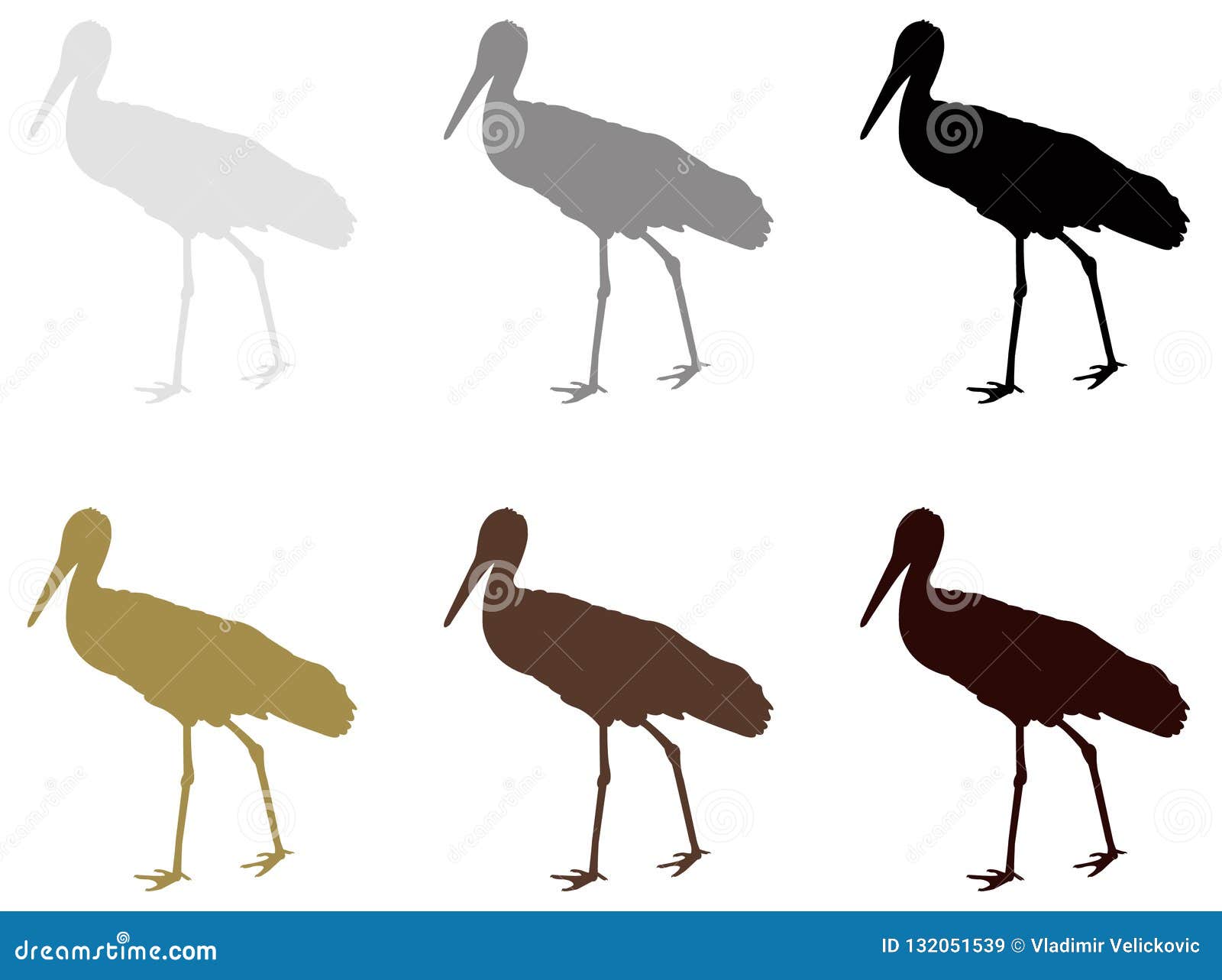 Stork Silhouette - Large Waterbird Stock Vector - Illustration of bird ...