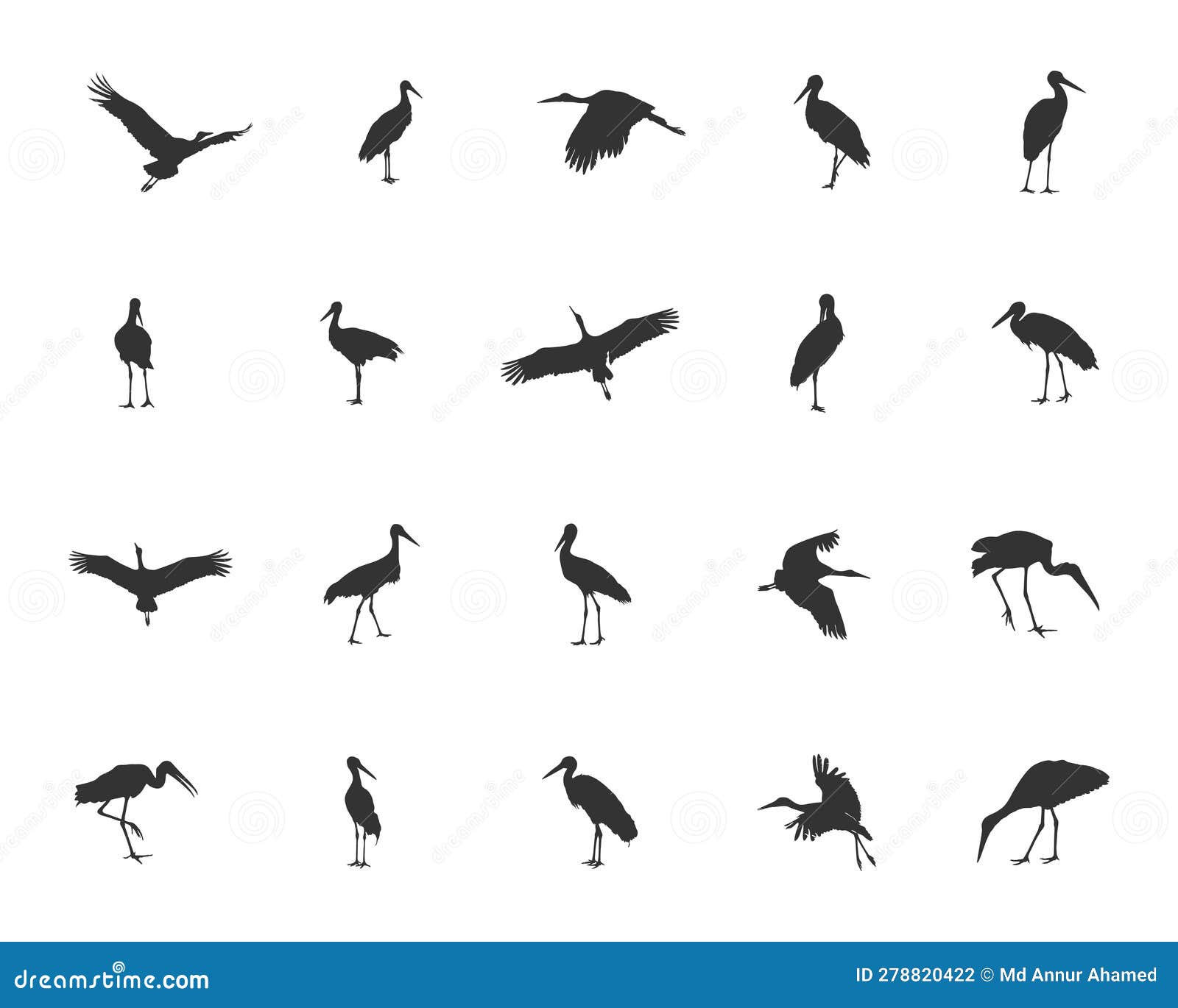Stork Silhouette, Stork Vector Silhouette, Flying Stork Silhouette ...
