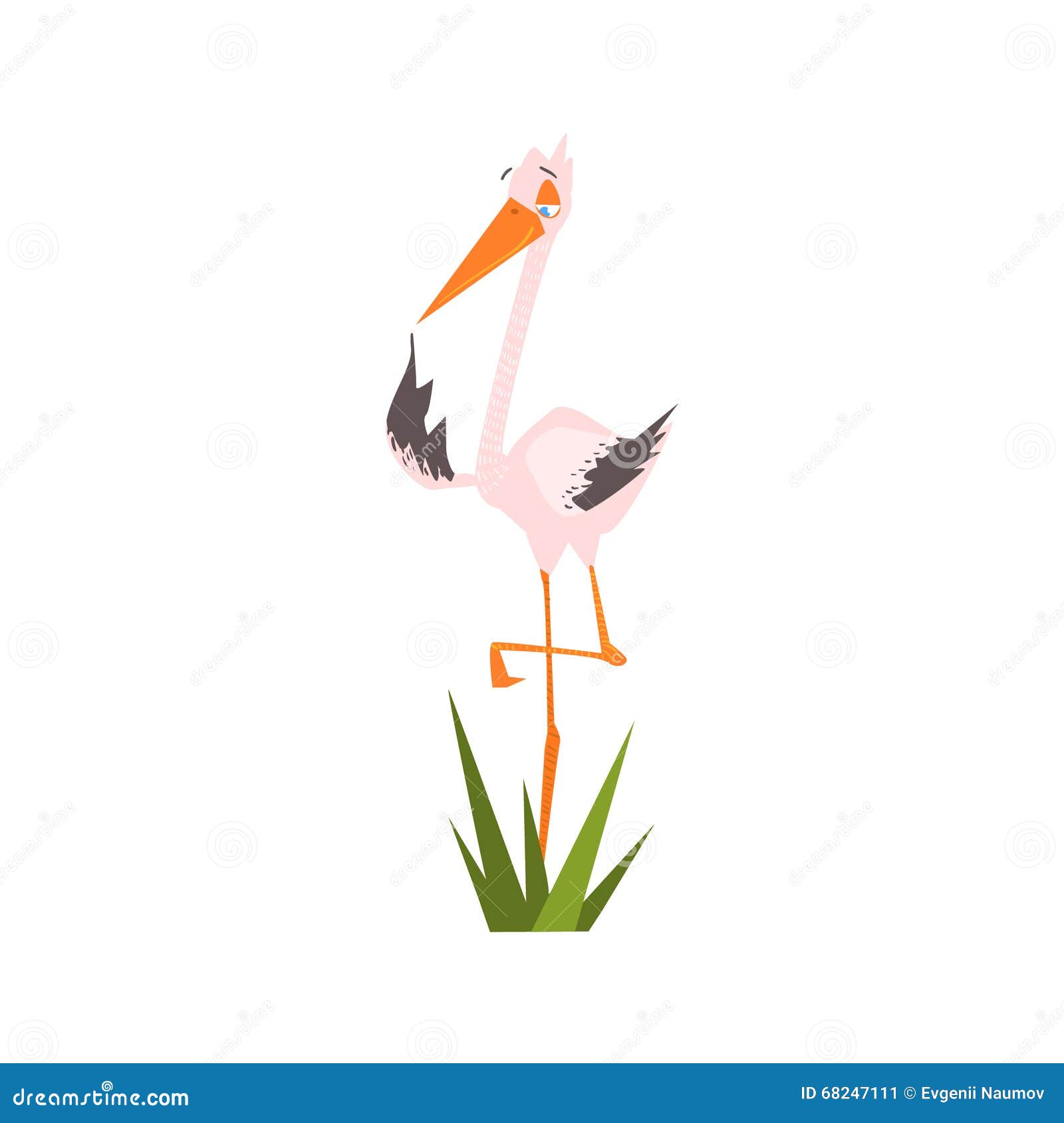 Stork Standing On One Leg Flat Cartoon | CartoonDealer.com #68247111