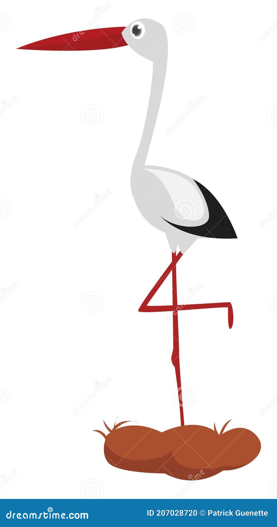 Stork Standing on One Leg , Illustration, Vector Stock Vector ...
