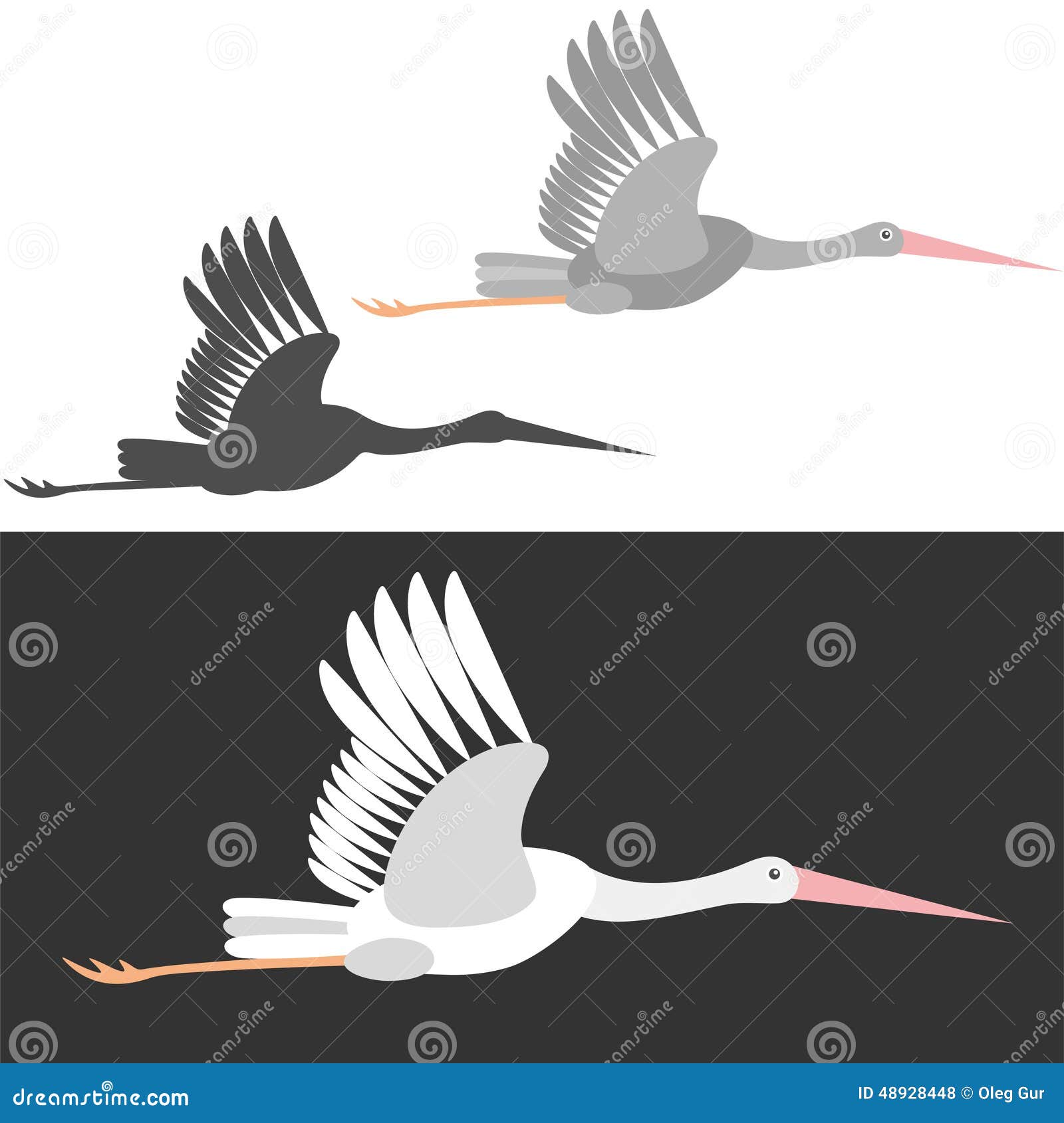 Stork stock vector. Illustration of abstract, design - 48928448