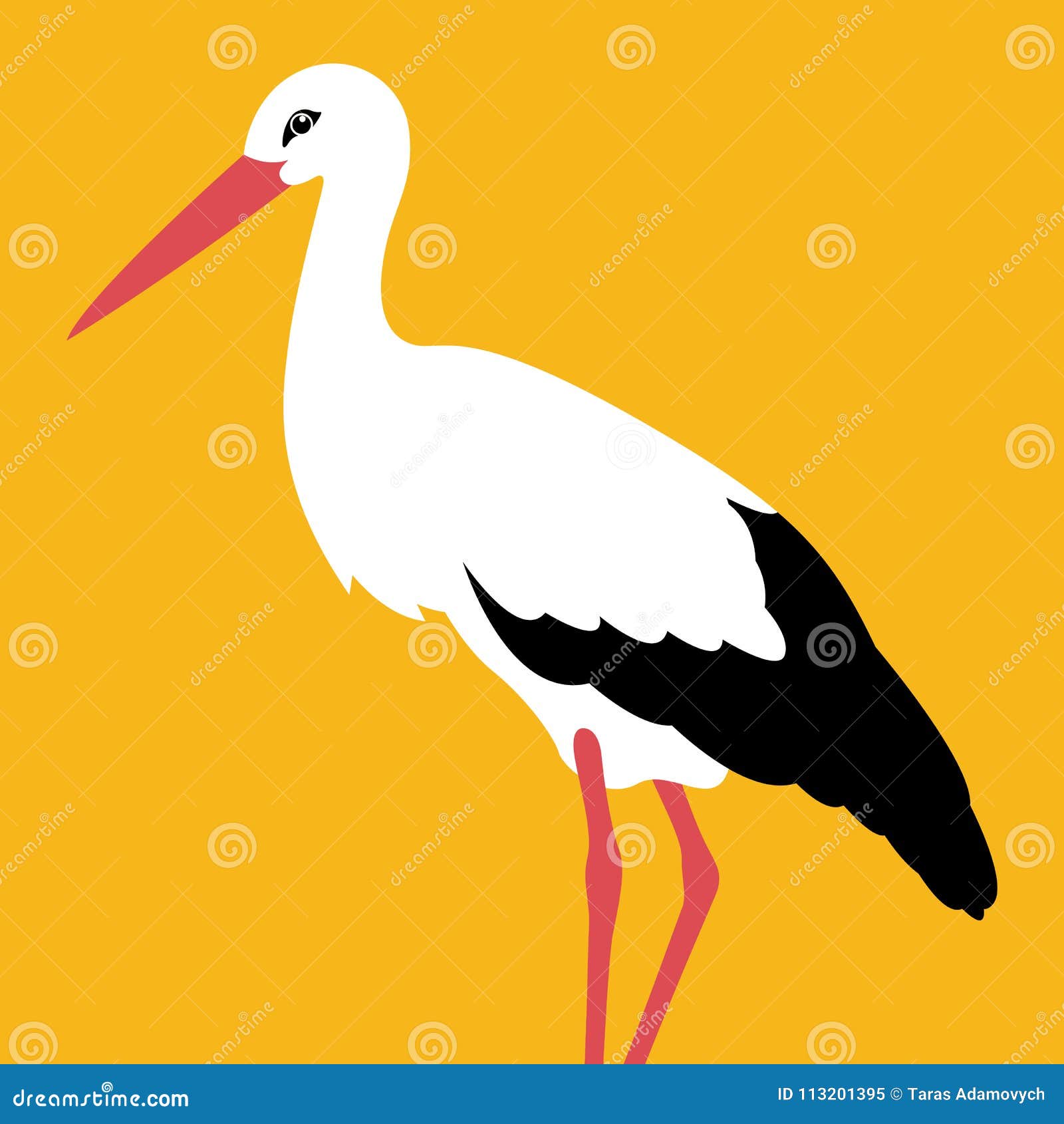 Stork Vector Illustration Flat Style Profile Side Stock Vector ...