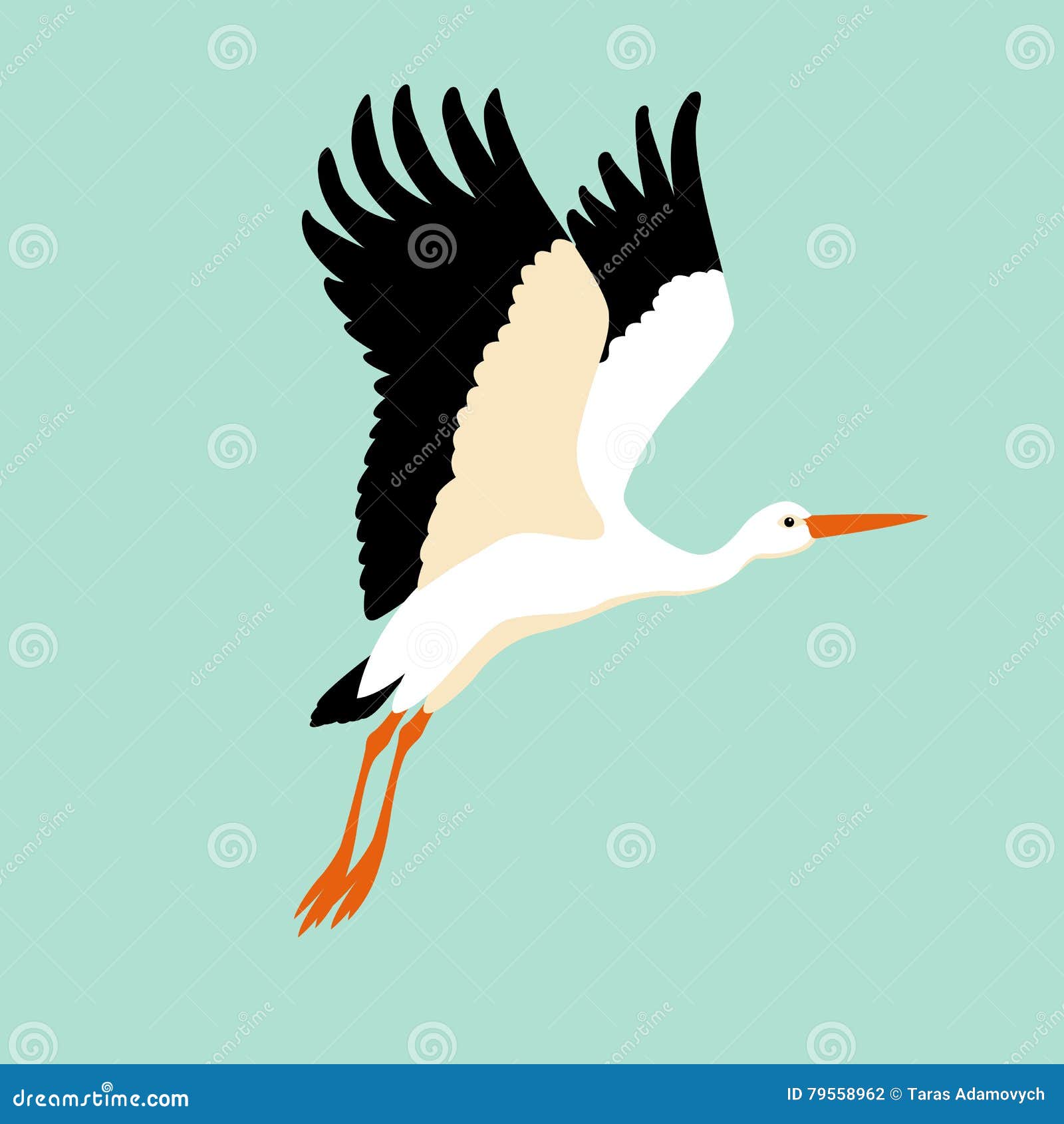Stork Vector Illustration Style Flat Stock Vector - Illustration of ...