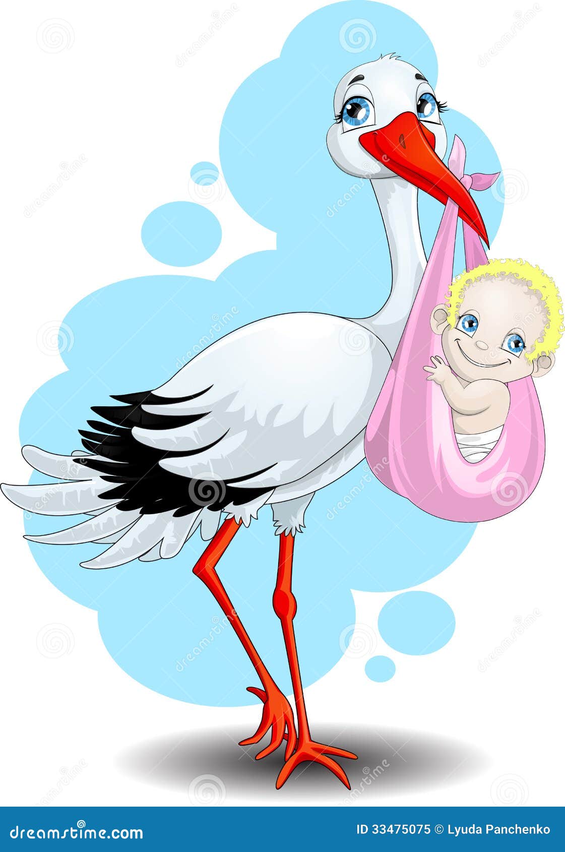 Storken kommer med barnet stock illustrationer. Illustration av ...