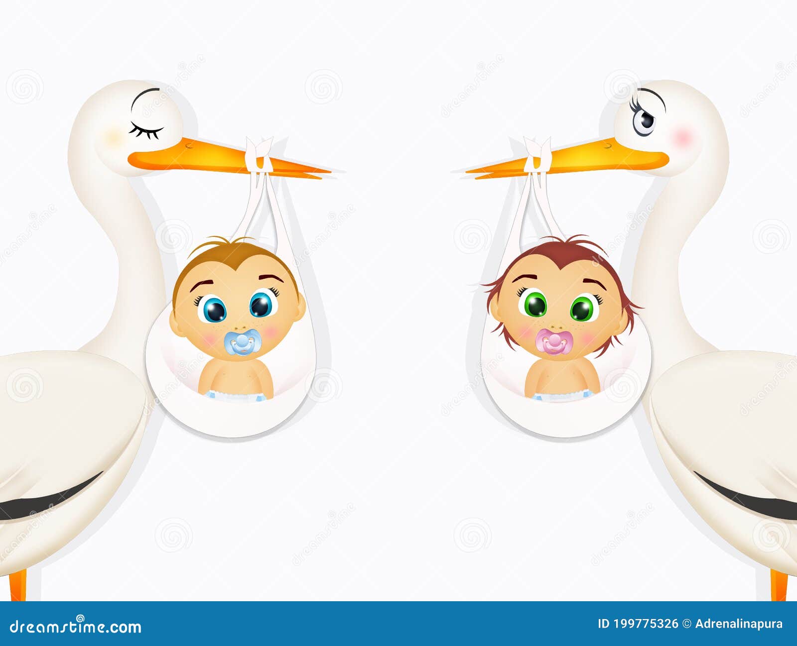 Funny Storks With Outstretched Wings Vector Illustration ...