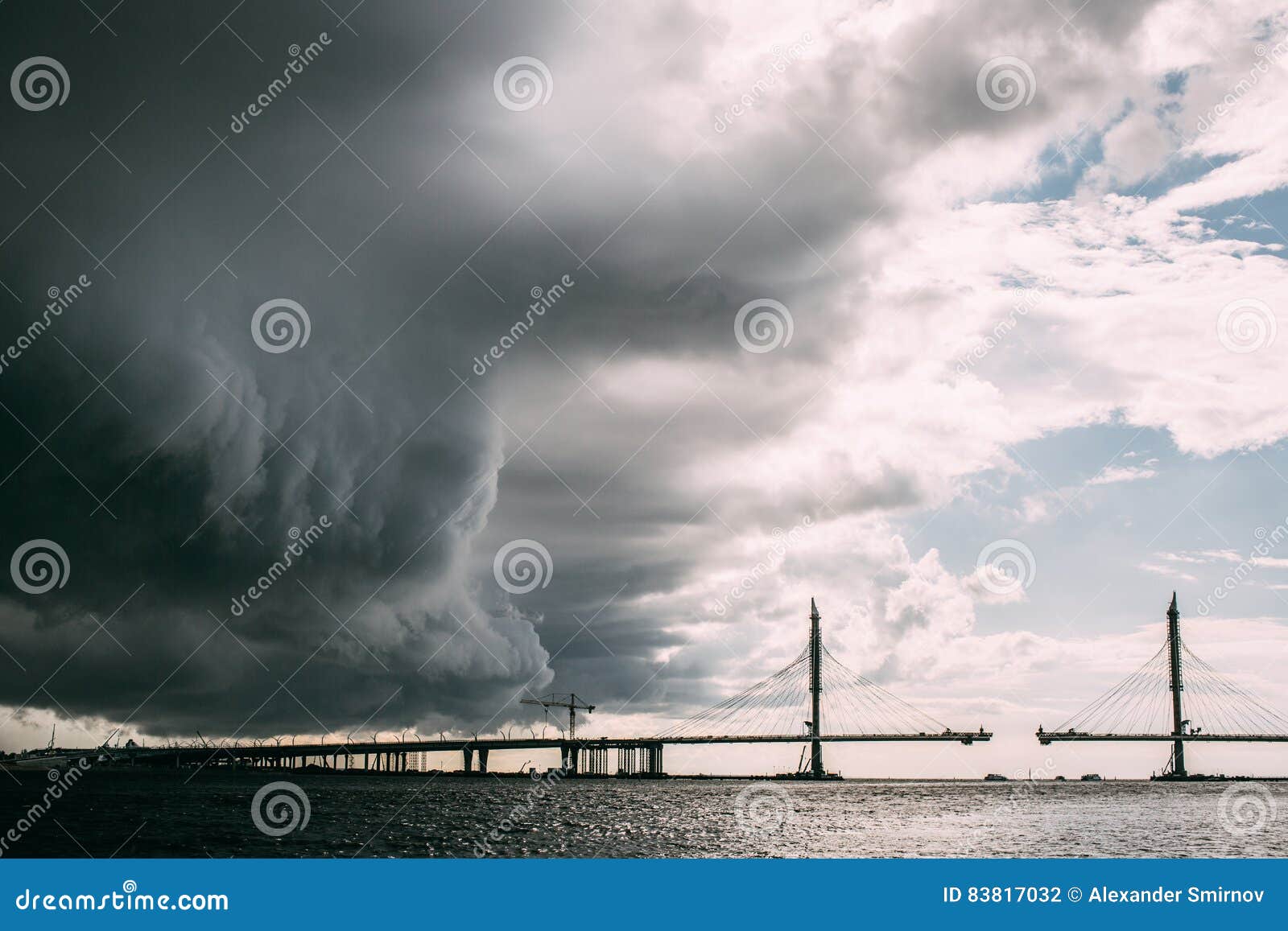 Storm is Approaching the City from the Bridge Stock Photo - Image of ...