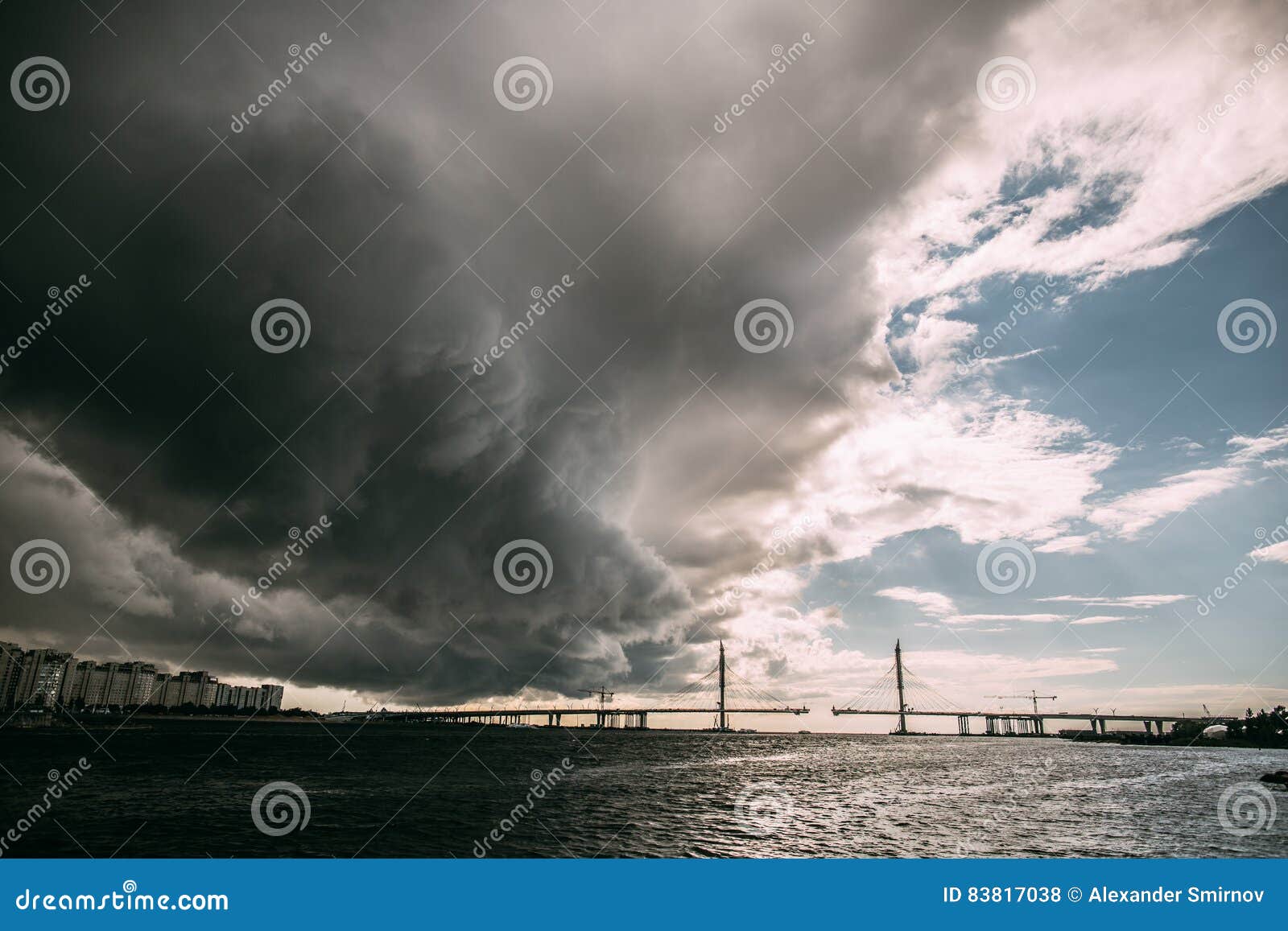 Storm is Approaching the City from the Bridge Stock Photo - Image of ...