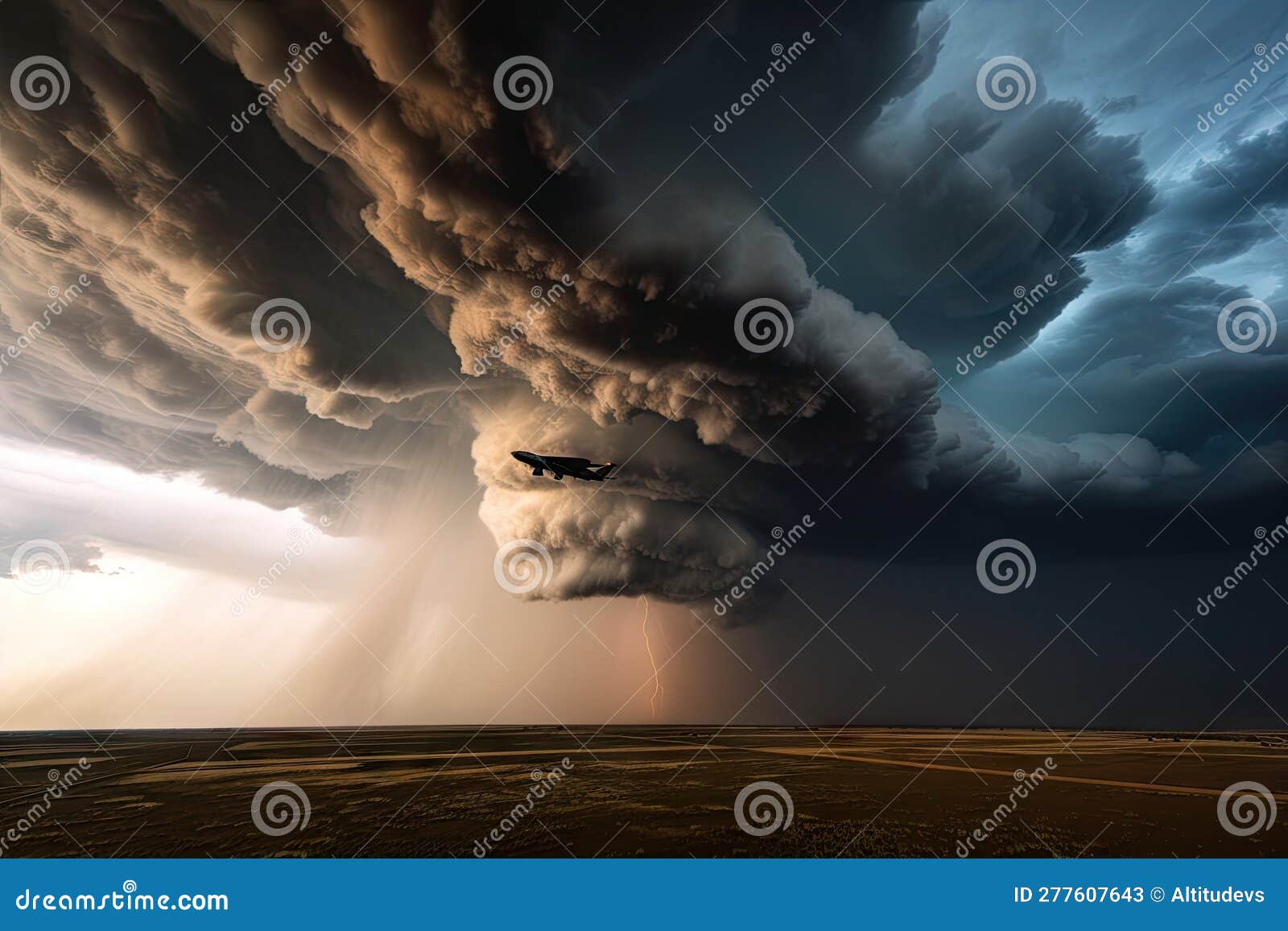Storm Chaser Flying through the Eye of a Storm, with Clear Skies on the ...
