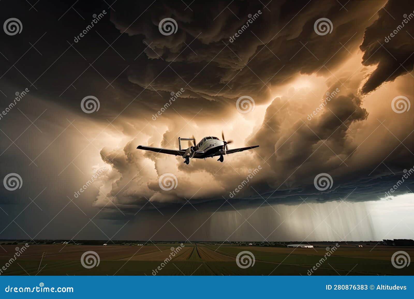 Storm Chaser Flying through Thunderstorm, Capturing Dramatic Storm ...