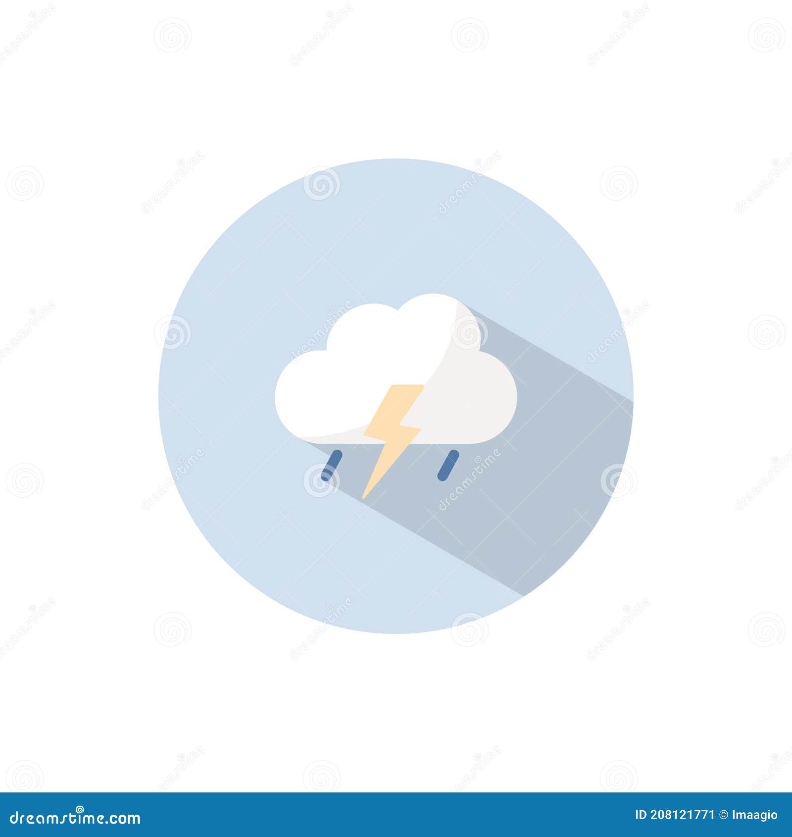Storm and Cloud. Flat Icon on a Circle. Weather Vector Illustration ...