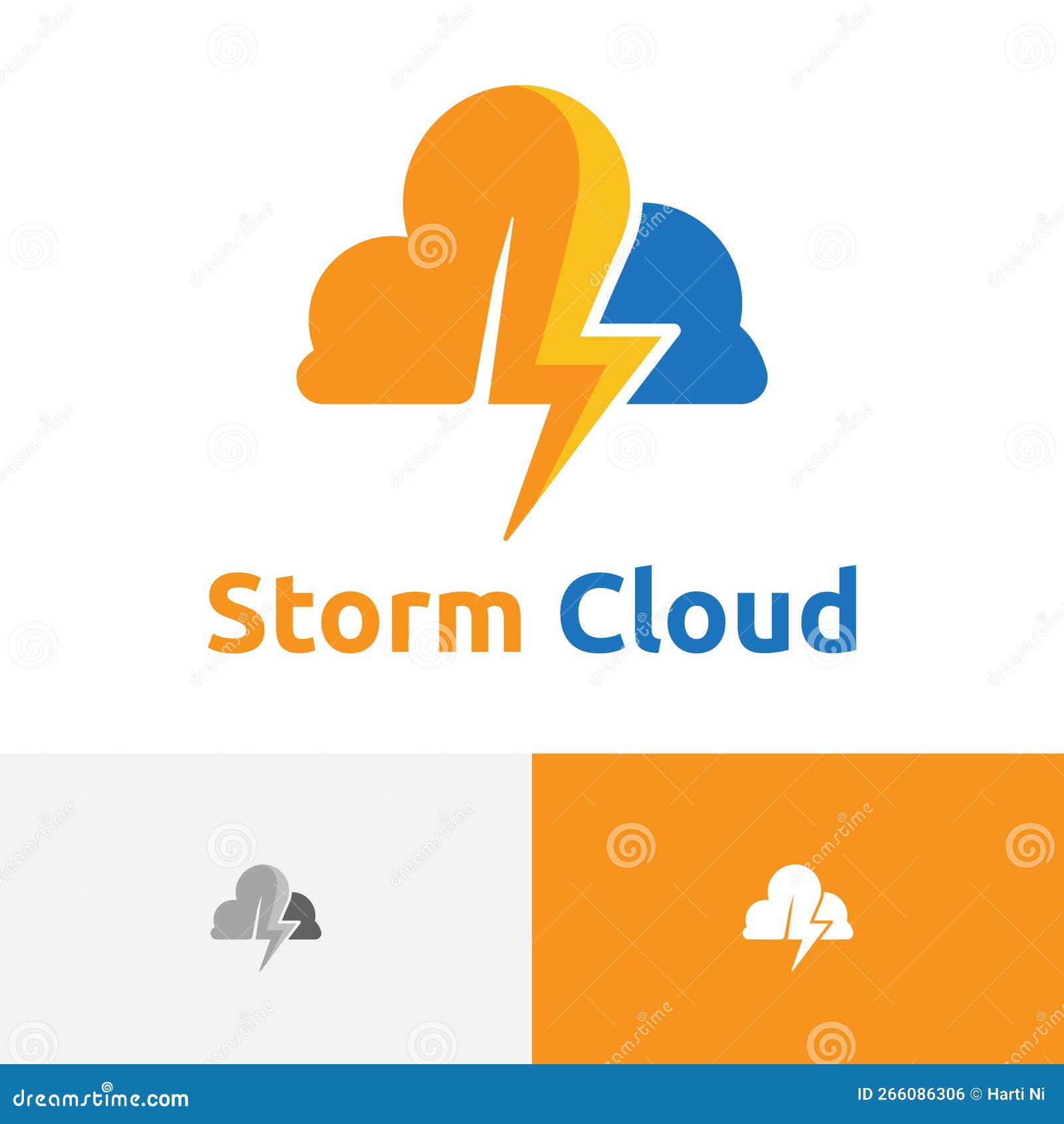 Storm Cloud Thunder Storm Nature Tech Logo Stock Vector - Illustration ...