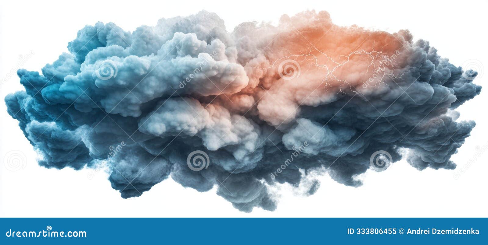 Storm Clouds with Blue and Orange Lightning, Cut Out Stock Illustration ...