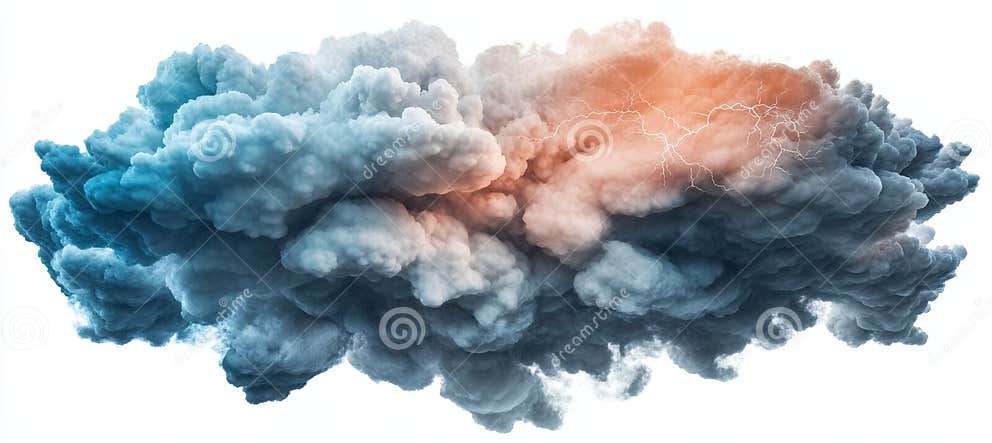 Storm Clouds with Blue and Orange Lightning, Cut Out Stock Illustration ...