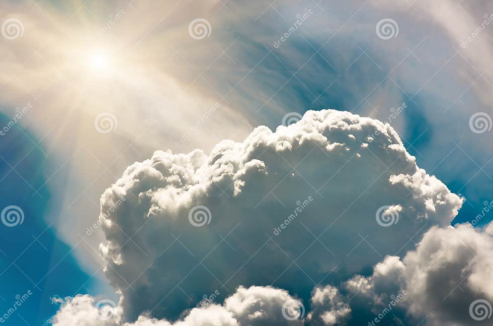 Storm Clouds in the Blue Sky and Sun, Background Stock Image - Image of ...