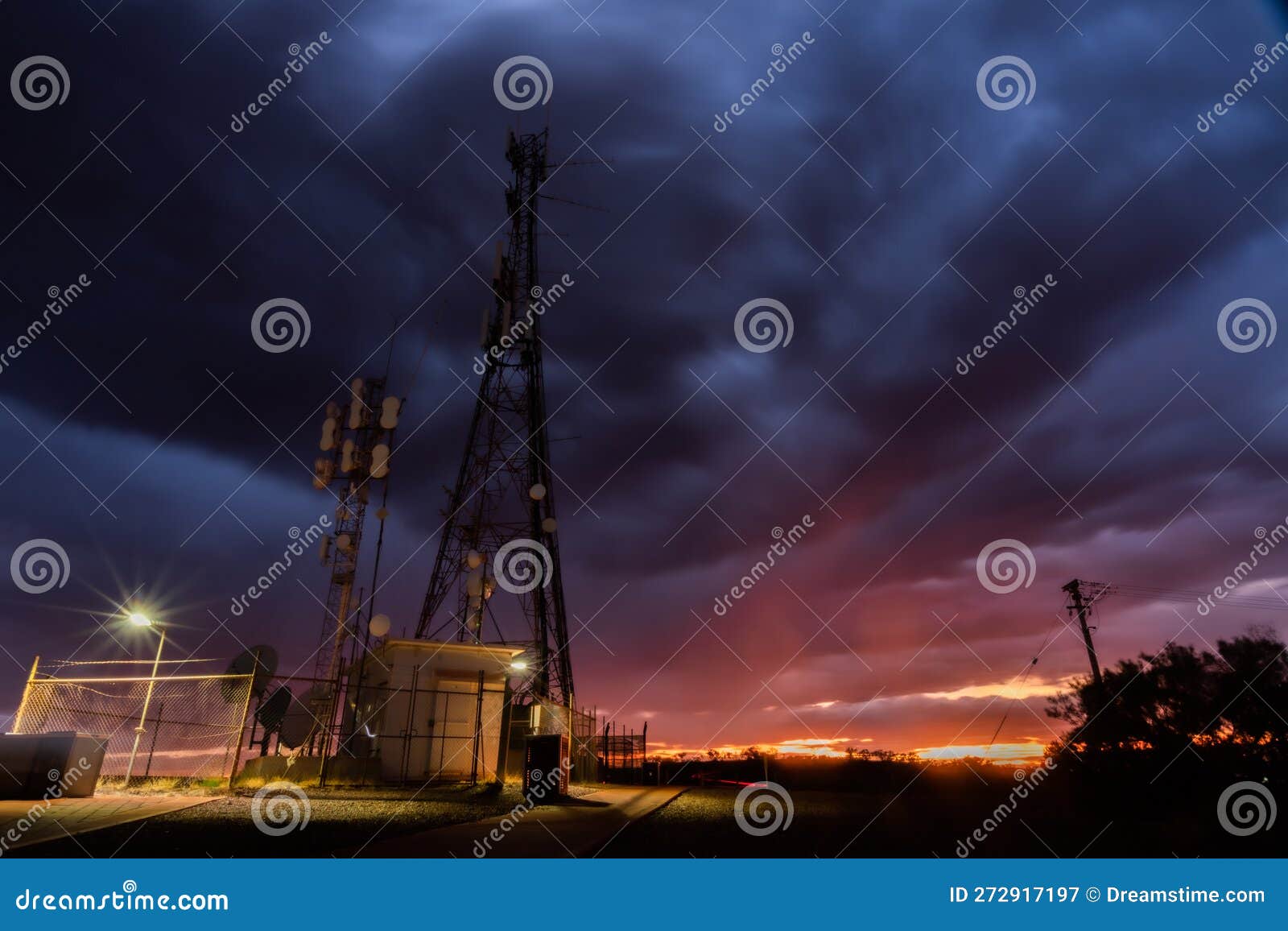 Storm Clouds Gathering Over a Communications Tower Stock Image - Image ...