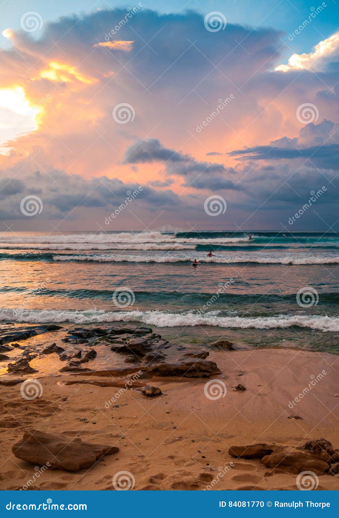 Storm Clouds Over a Beach with Waves Stock Photo - Image of landscape ...