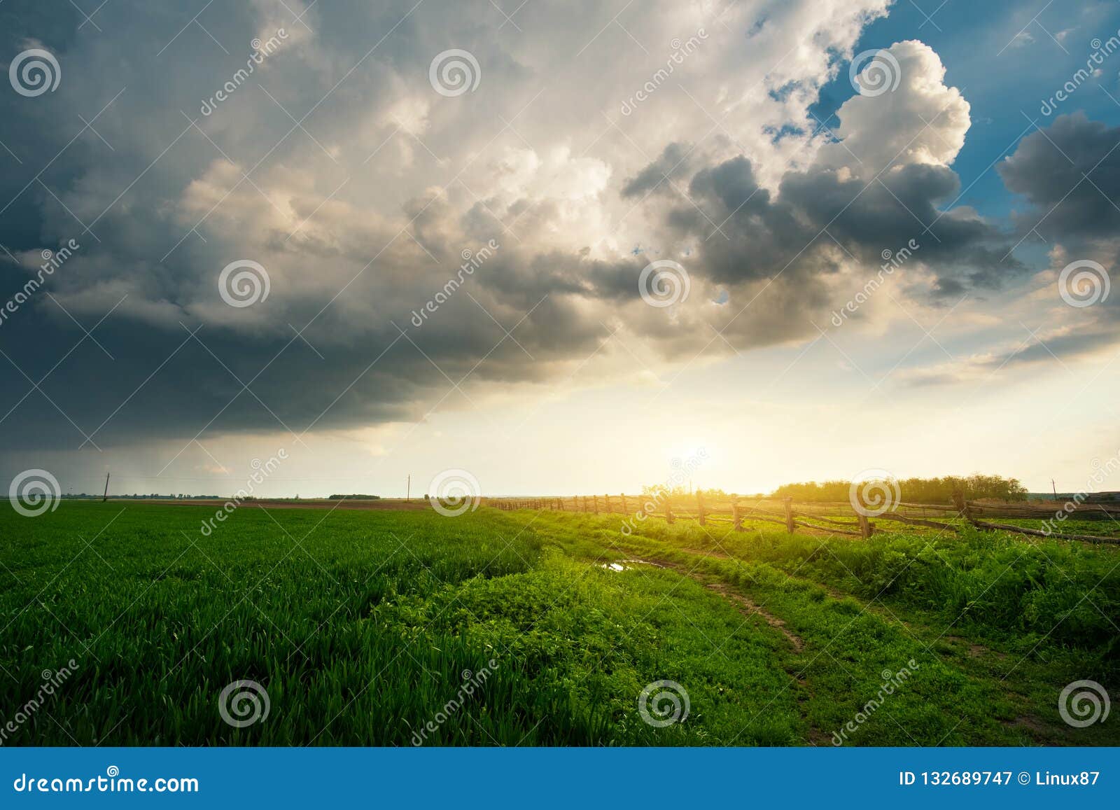 Storm Clouds Over the Field Stock Image - Image of horizon, scenery ...