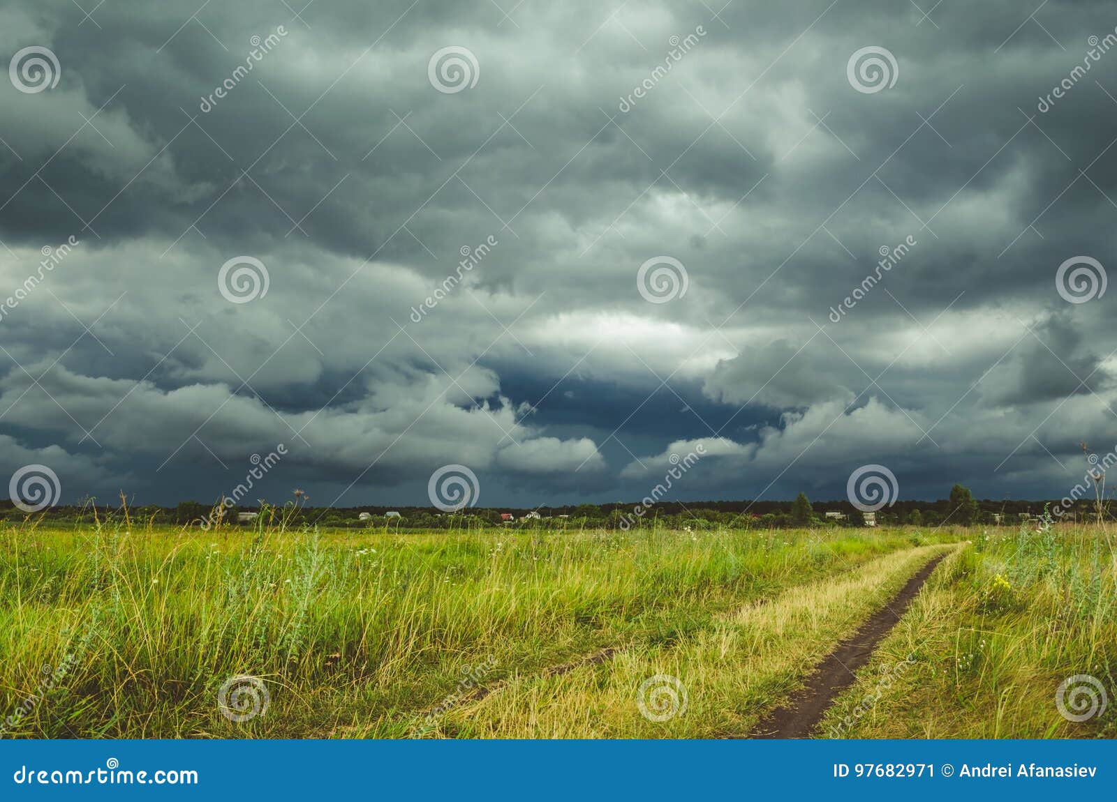 Storm Clouds Over the Field Stock Image - Image of scene, rural: 97682971