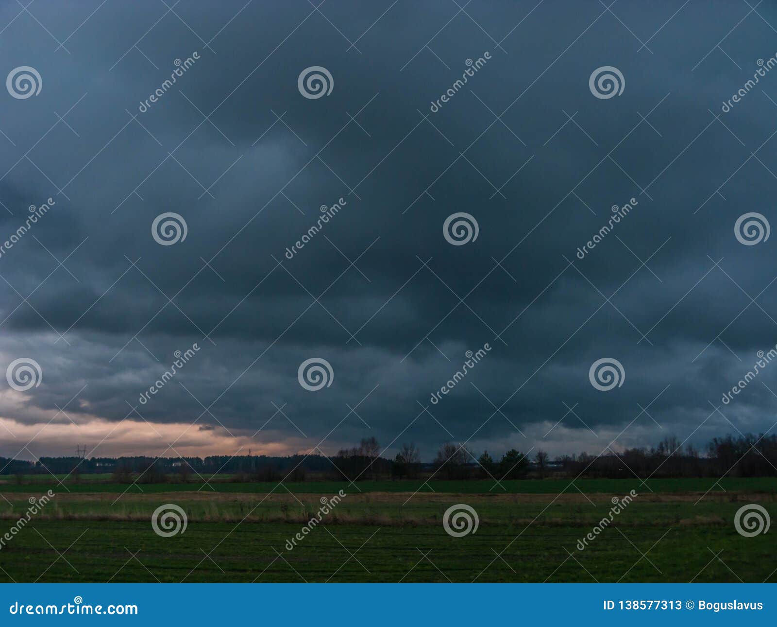Storm clouds over fields. stock image. Image of grass - 138577313