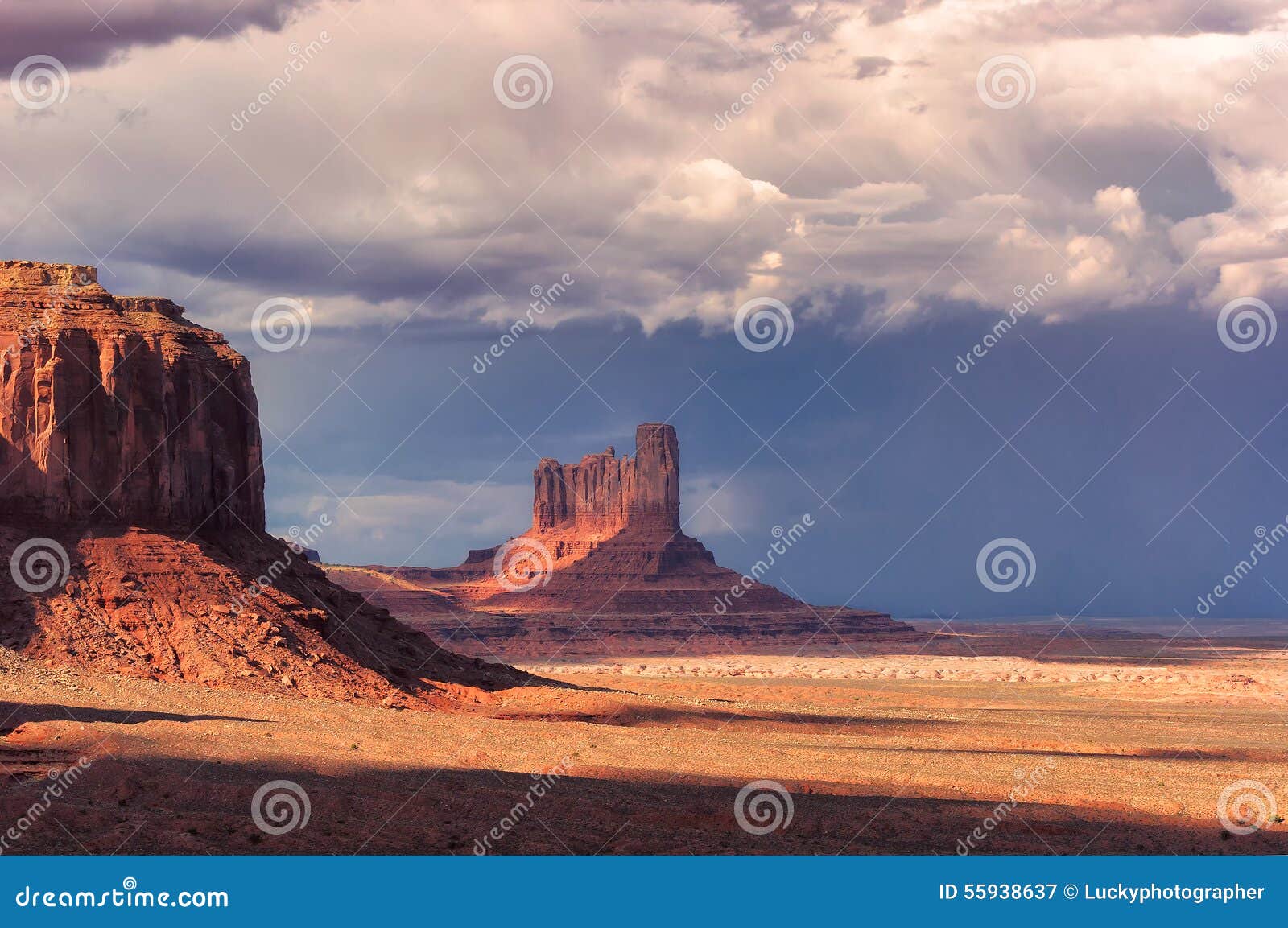 Storm Clouds Over the Monument Valley at Sunset Stock Image - Image of ...