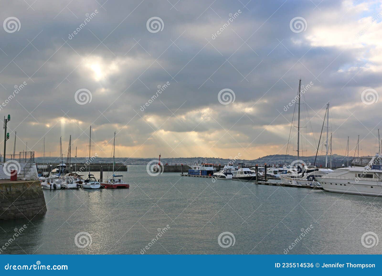 Storm Clouds Over Torquay Harbour, Devon Stock Photo - Image of ocean ...