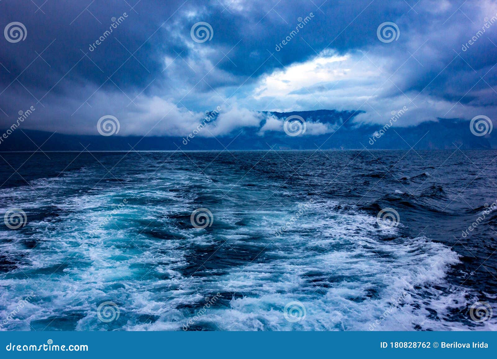 Storm Clouds and Raging Waves in the Sea. Stock Photo - Image of ...