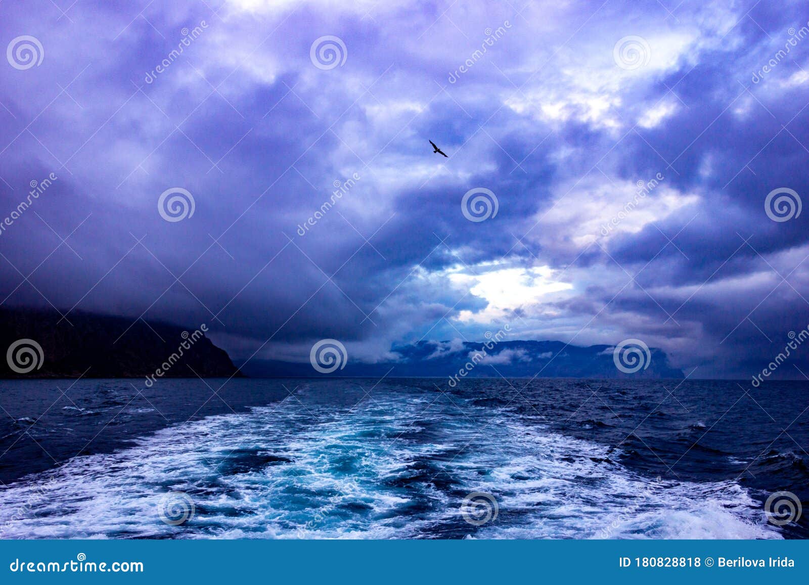 Storm Clouds and Raging Waves in the Sea Stock Photo - Image of evening ...