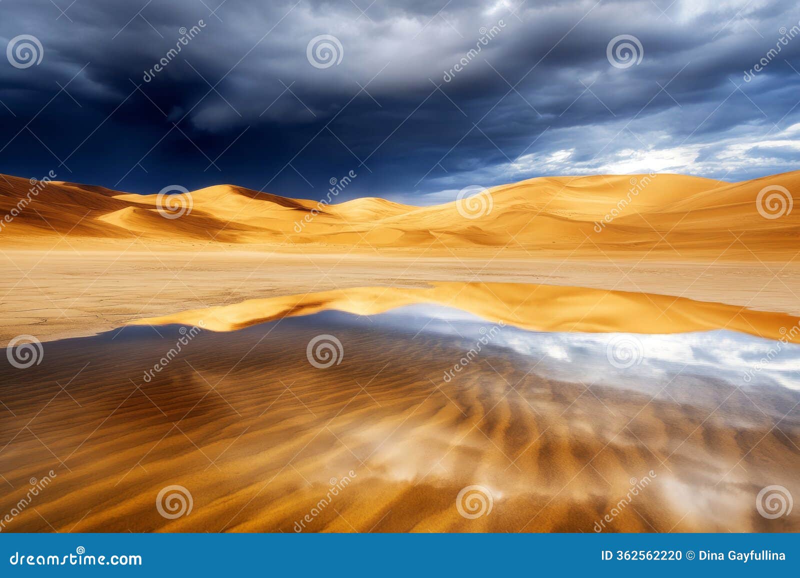 Storm Clouds Reflected on the Wet Sands of a Desert after a Heavy Rain ...