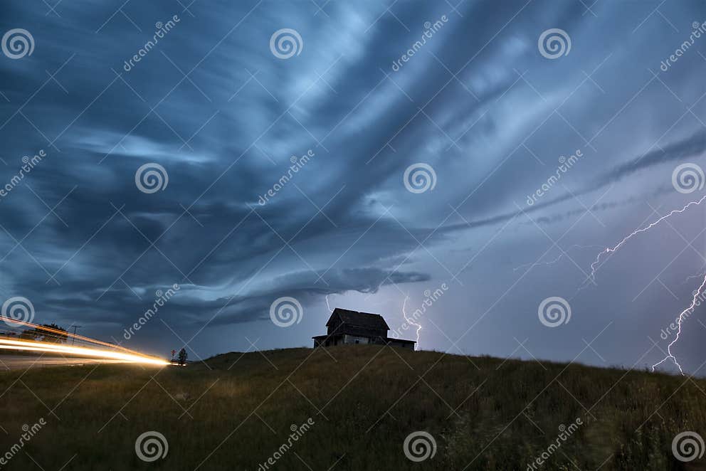 Storm Clouds Saskatchewan Lightning Stock Image - Image of bolts ...