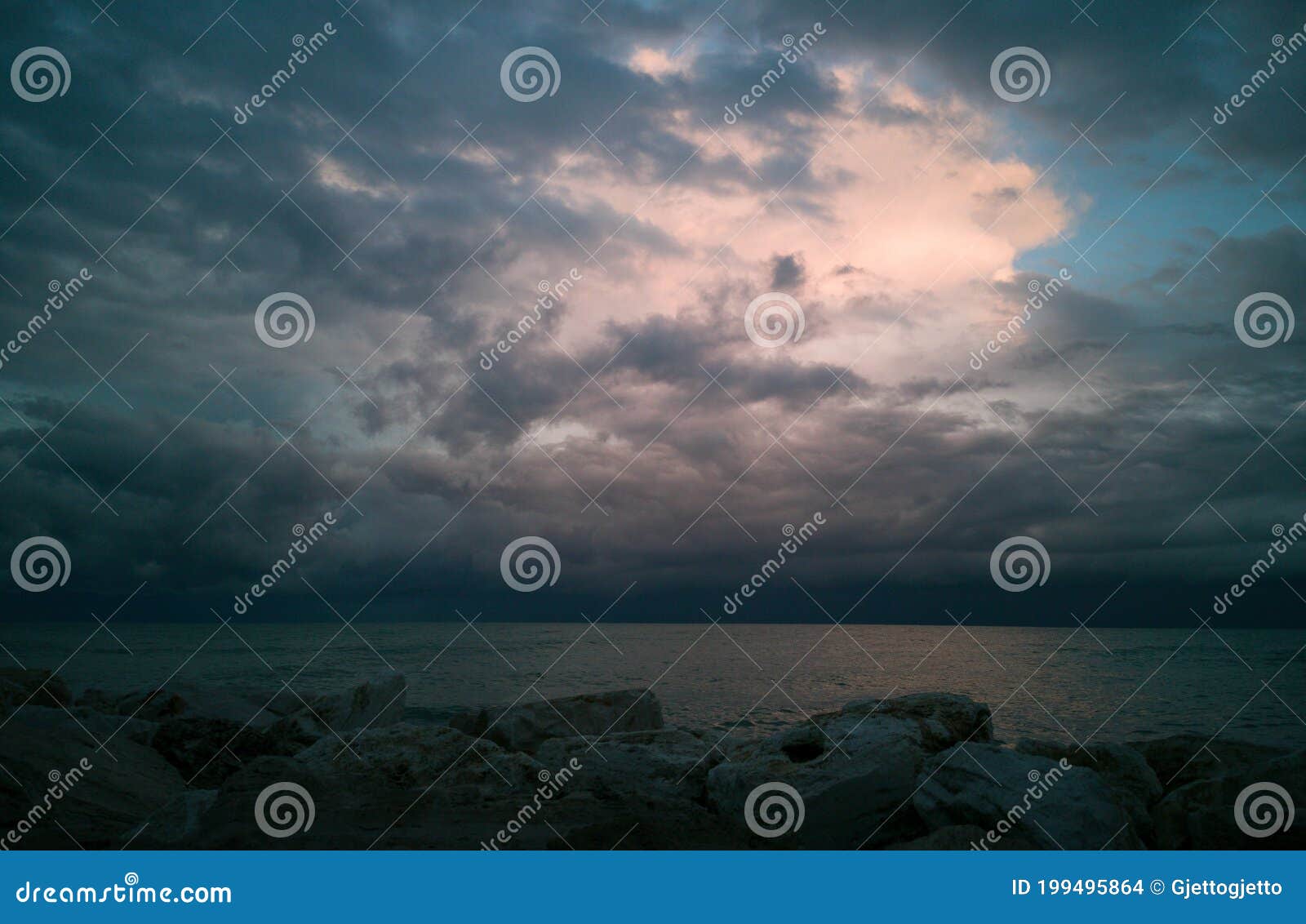 Storm Clouds on Sea Docks Sun Reflex on Water Stock Photo - Image of ...