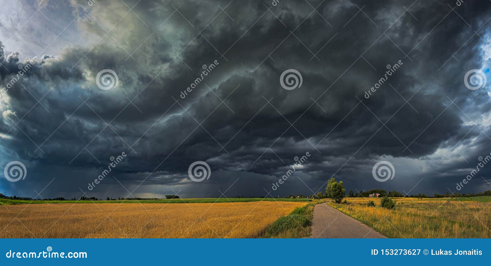 Storm Clouds with Shelf Cloud and Intense Rain Stock Image - Image of ...