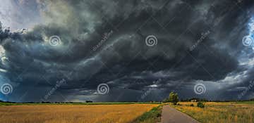 Storm Clouds with Shelf Cloud and Intense Rain Stock Image - Image of ...