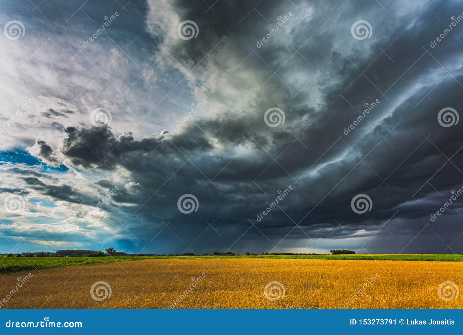Storm Clouds with Shelf Cloud and Intense Rain Stock Image - Image of ...