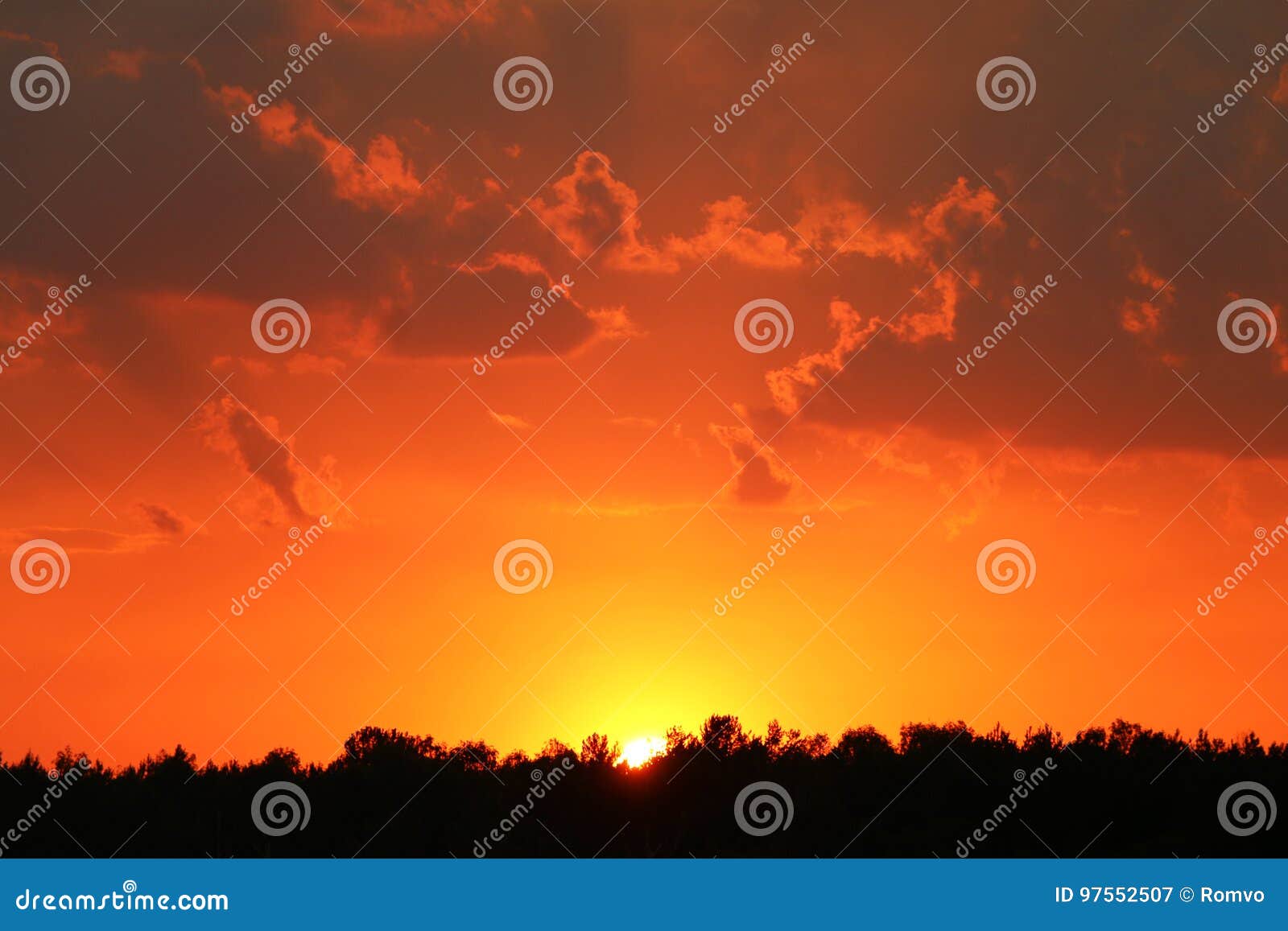 Storm clouds sunset forest stock image. Image of silent - 97552507