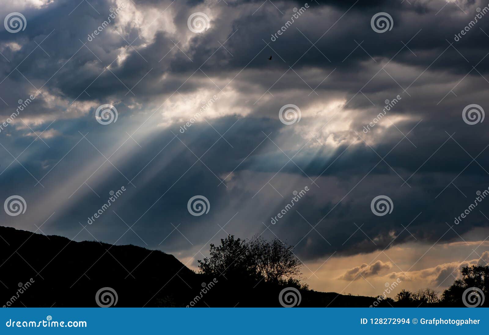Storm Clouds, Sunshine and Rain in the Countryside. Stock Photo - Image ...