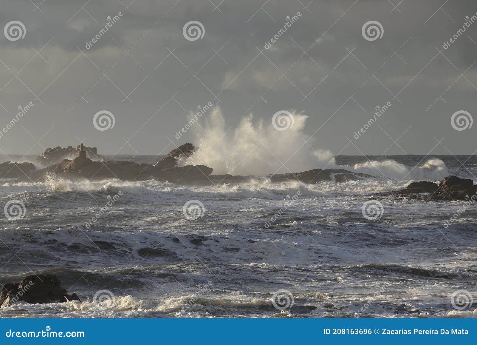 Storm on the coast stock photo. Image of rocks, dangerous - 208163696