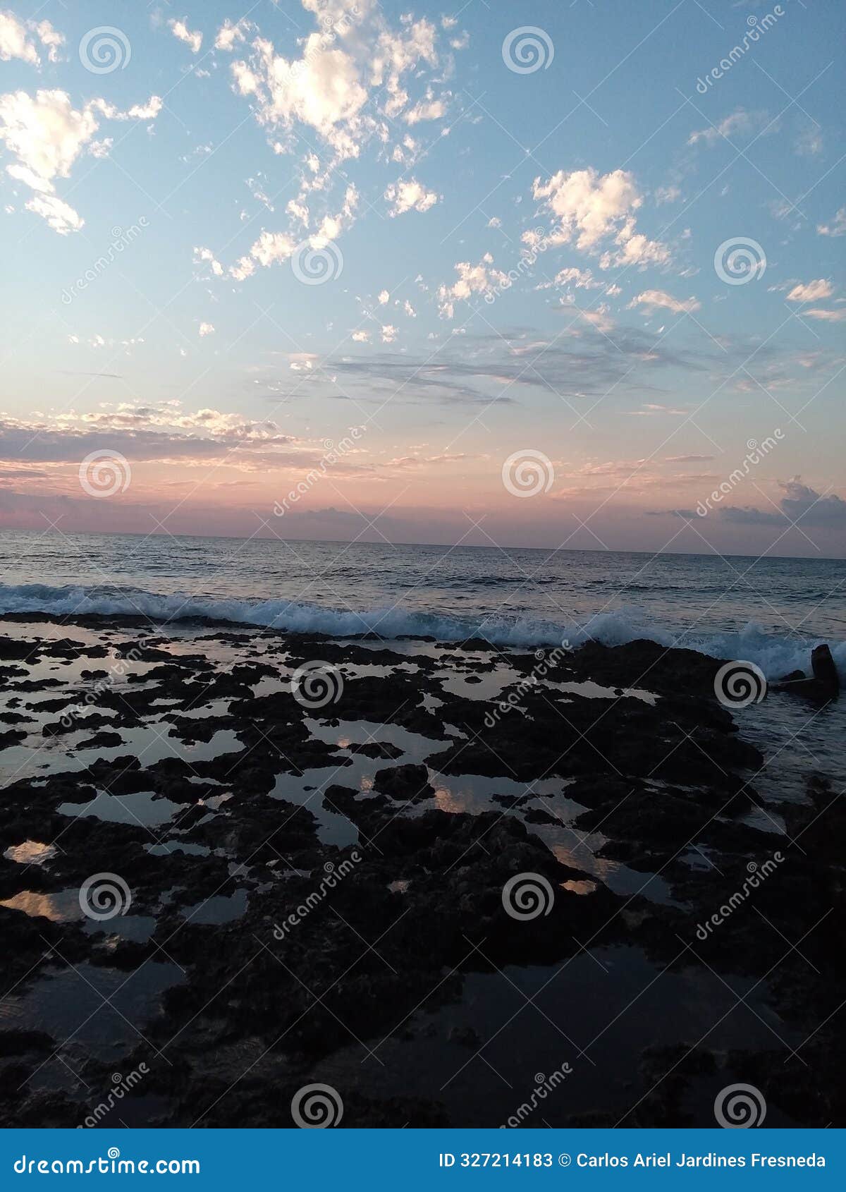Waves Fight Against Rocks at Sunset Stock Image - Image of forever ...