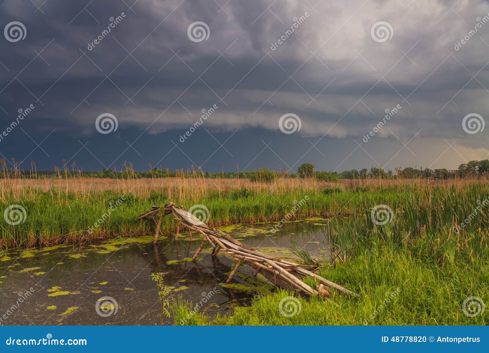 Storm Cyclone Over the Beautiful Countryside River Stock Photo - Image ...