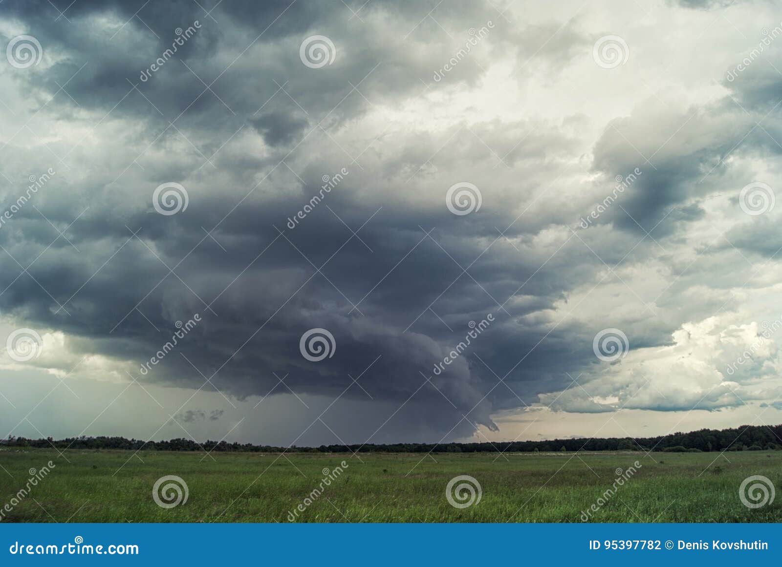 Storm Cyclone Over Summer Fields, Hills and Forests Stock Photo - Image ...