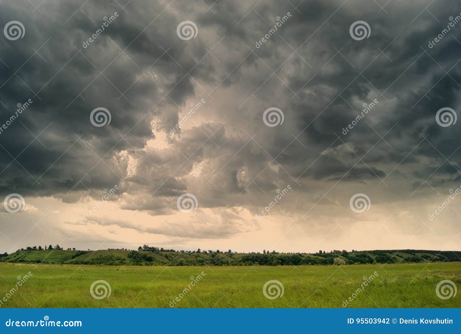 Storm Cyclone Over Summer Fields, Hills and Forests Stock Photo - Image ...